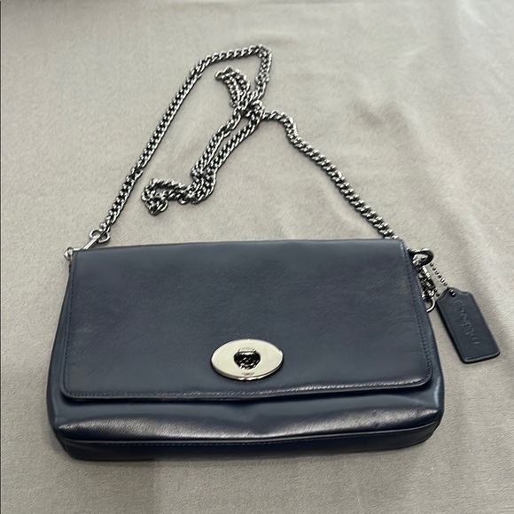 Coach | Bags | Coach Navy Leather Shoulder Bag | Poshmark